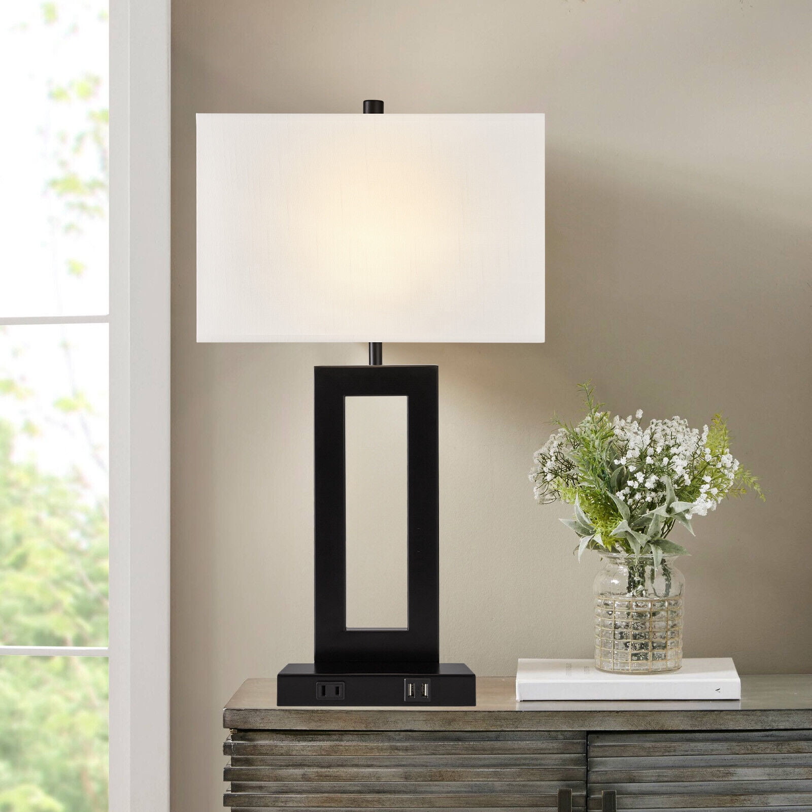 Touch Control Bedside Table Lamps with 2 USB Ports 3-Way Dimmable ...