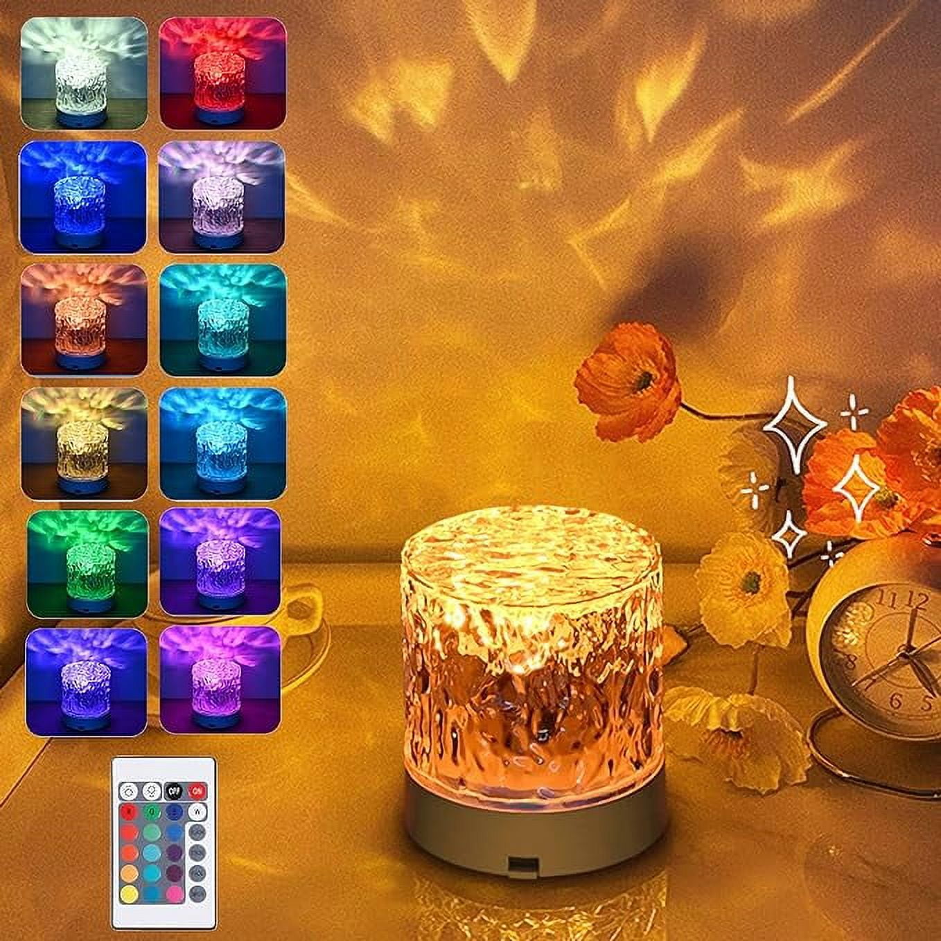 Touch Control Crystal Night Light Lamp, Ocean Wave Light Projector RGB ...