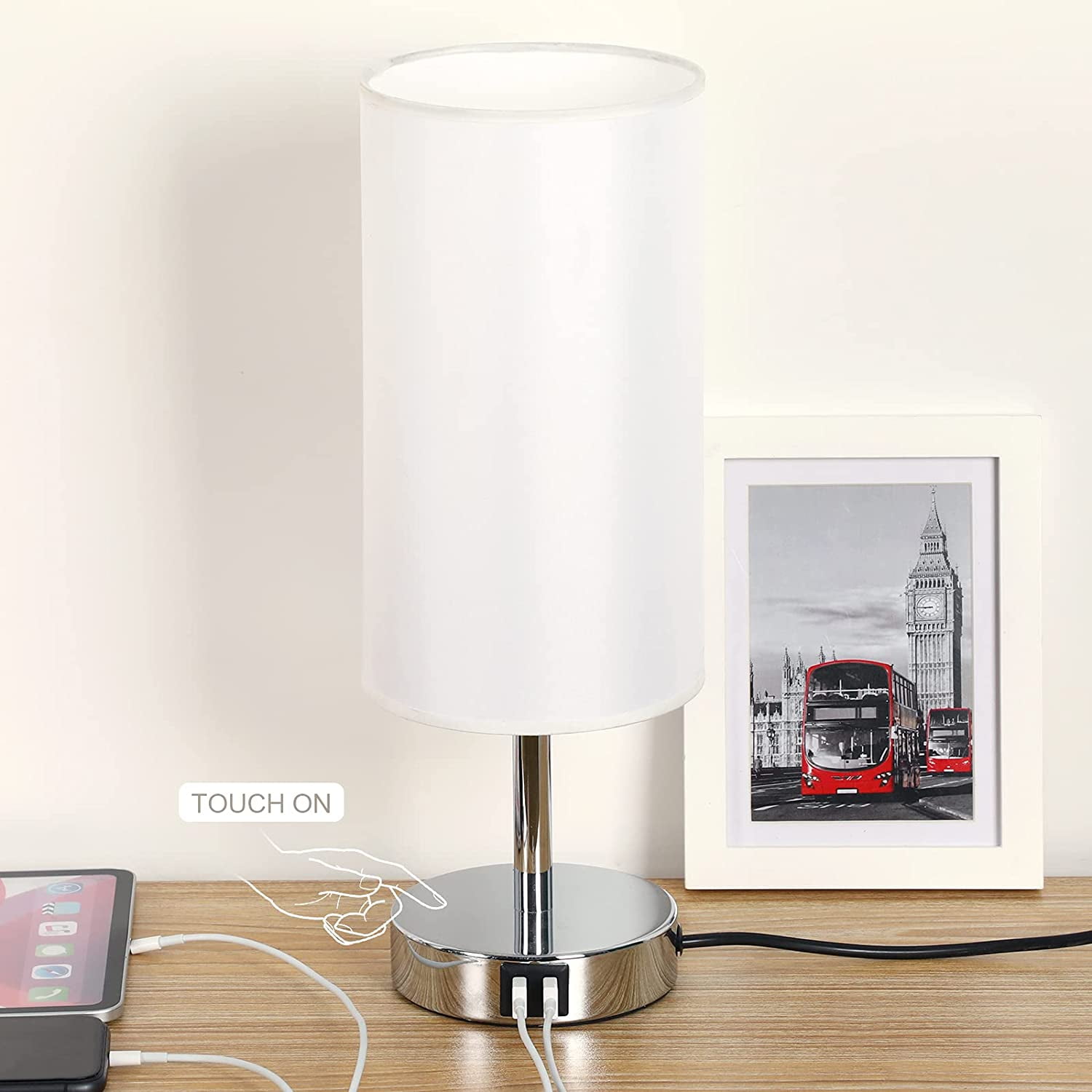 Touch Control Lamp for Bedroom, Living Room, Office (LED Bulb Included ...