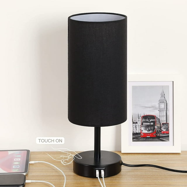 3-Way Dimmable Touch Control Small Metal Table Lamp with USB Ports, for Bedroom - Walmart.com