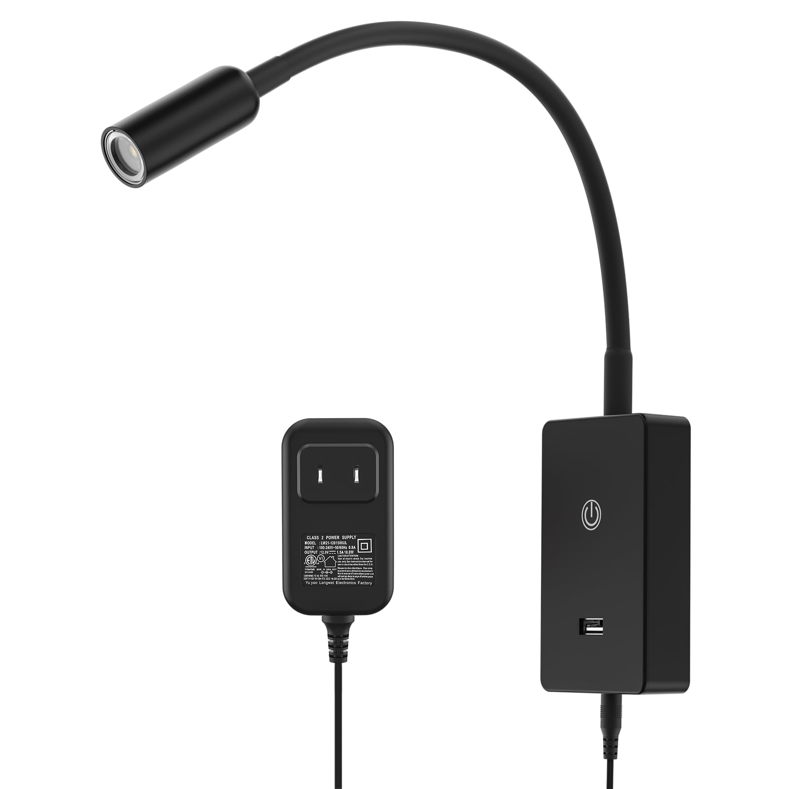 Touch Dimmable Indoor LED Wall Mount Bedside Spot Lamp, Flexible LED ...