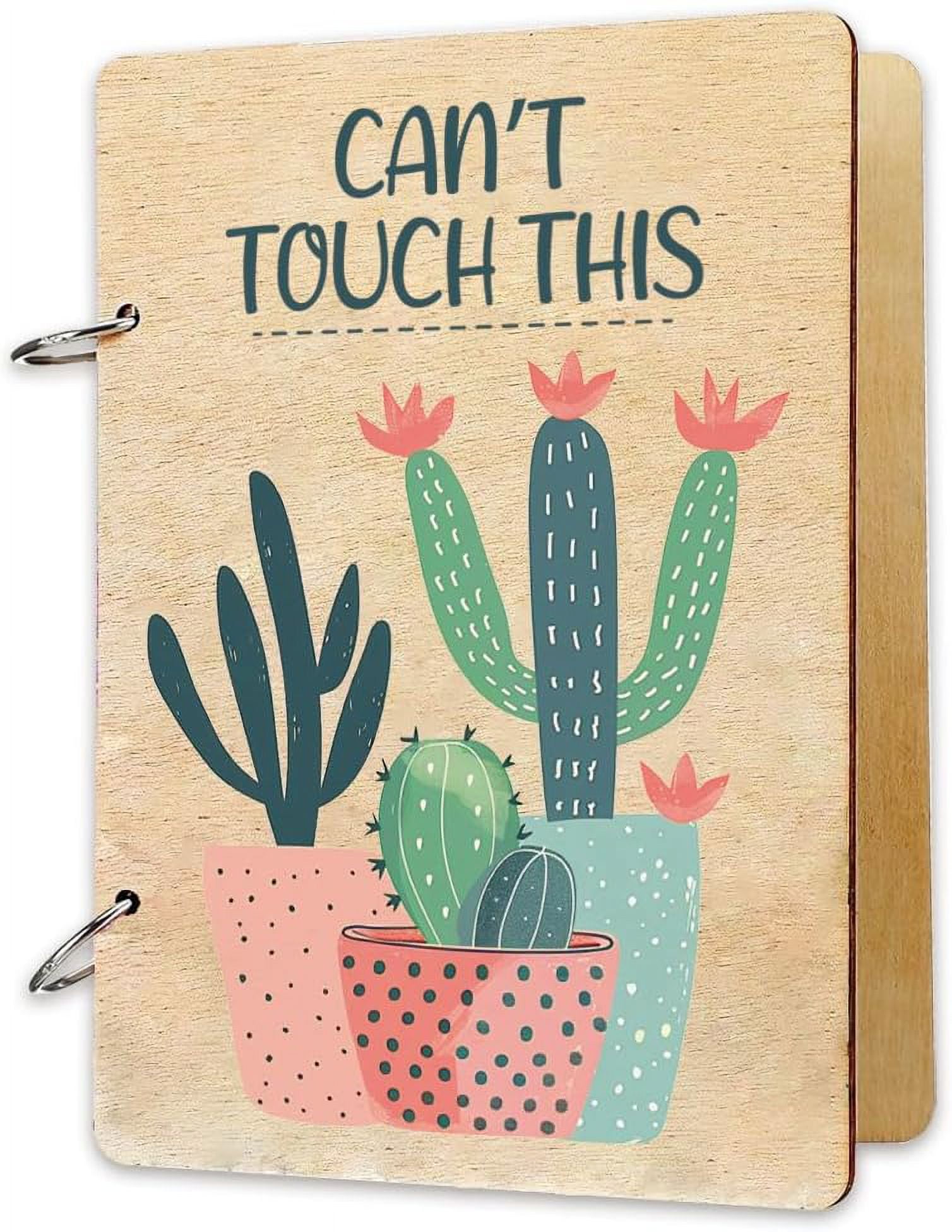 Can't Touch This Greeting Card Holder Organizer Cactus Flowers Wooden ...