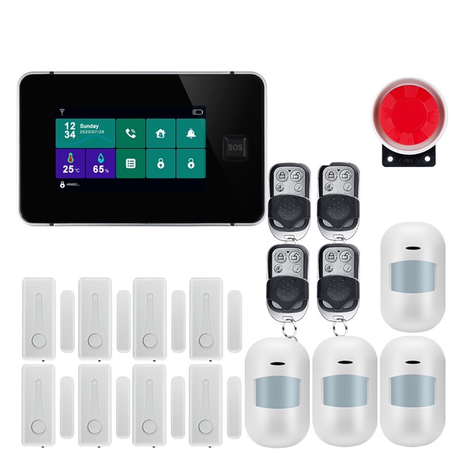 Touch Home Security Alarm System GSM Alarm Intercom Remote Control ...