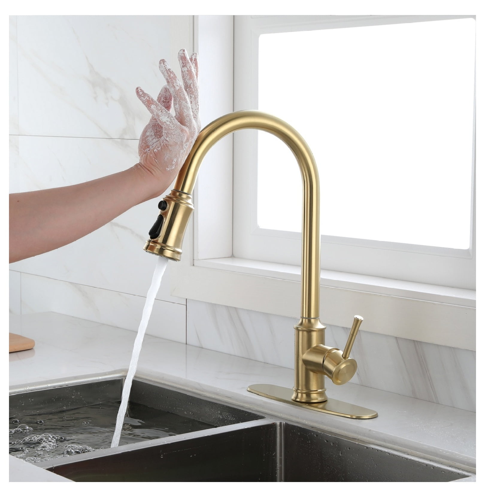 Touch Kitchen Faucet with Pull Down Sprayer, 360° Rotation Single ...