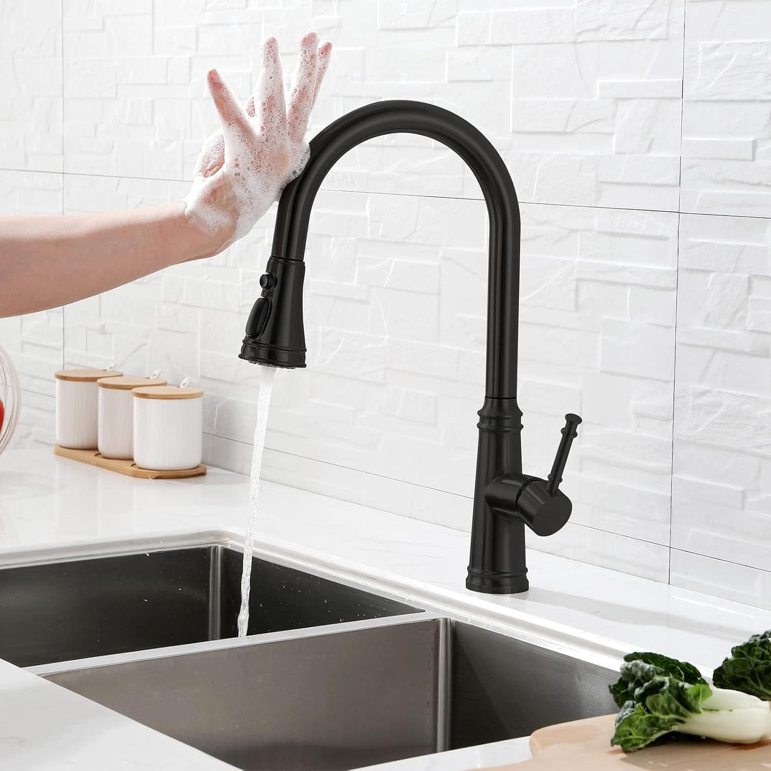 Touch on Kitchen Faucet with Pull Down Sprayer, Stainless Steel Kitchen ...