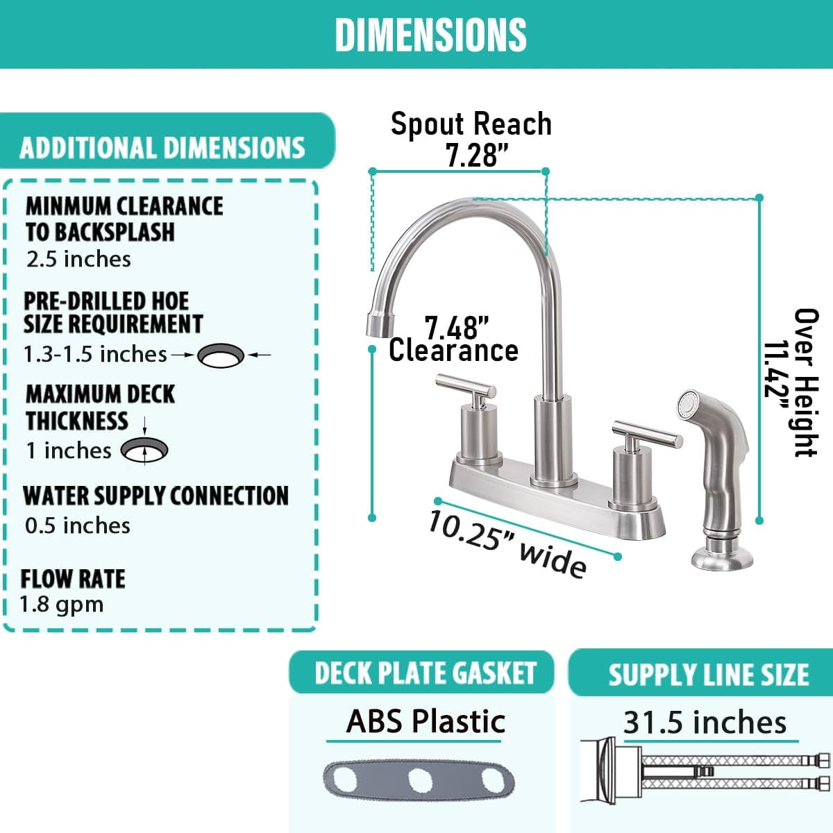 Touch Kitchen Faucet with Side Sprayer, 3 or 4 Hole Stainless Steel ...