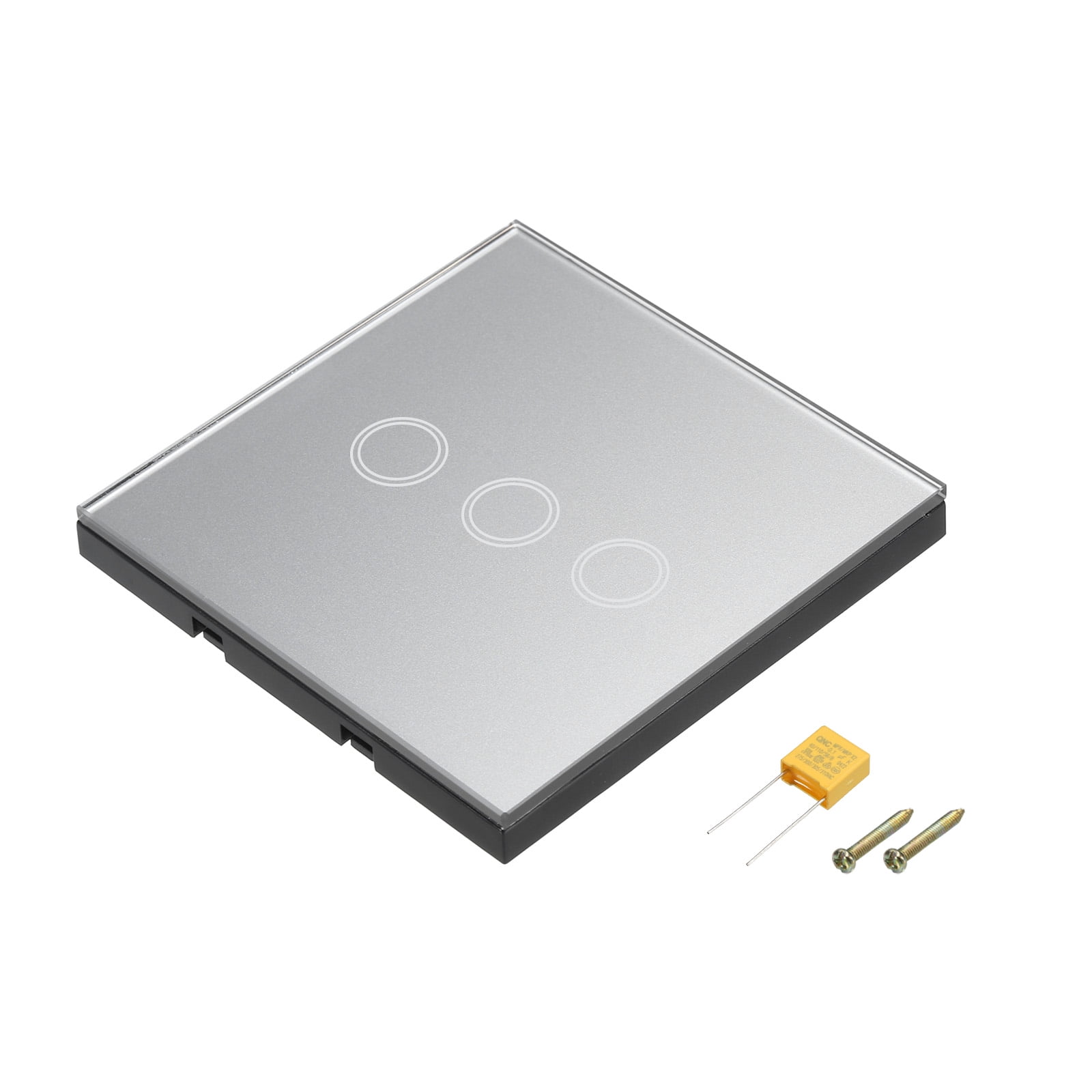 Touch Light Switch 3 Gang 1 Way Tempered Glass Panel Grey with LED ...