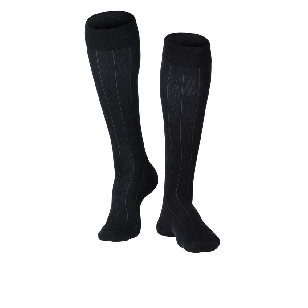 Touch Men's Knee High Compression Socks, 15-20 mmHg, Black Rib Pattern ...