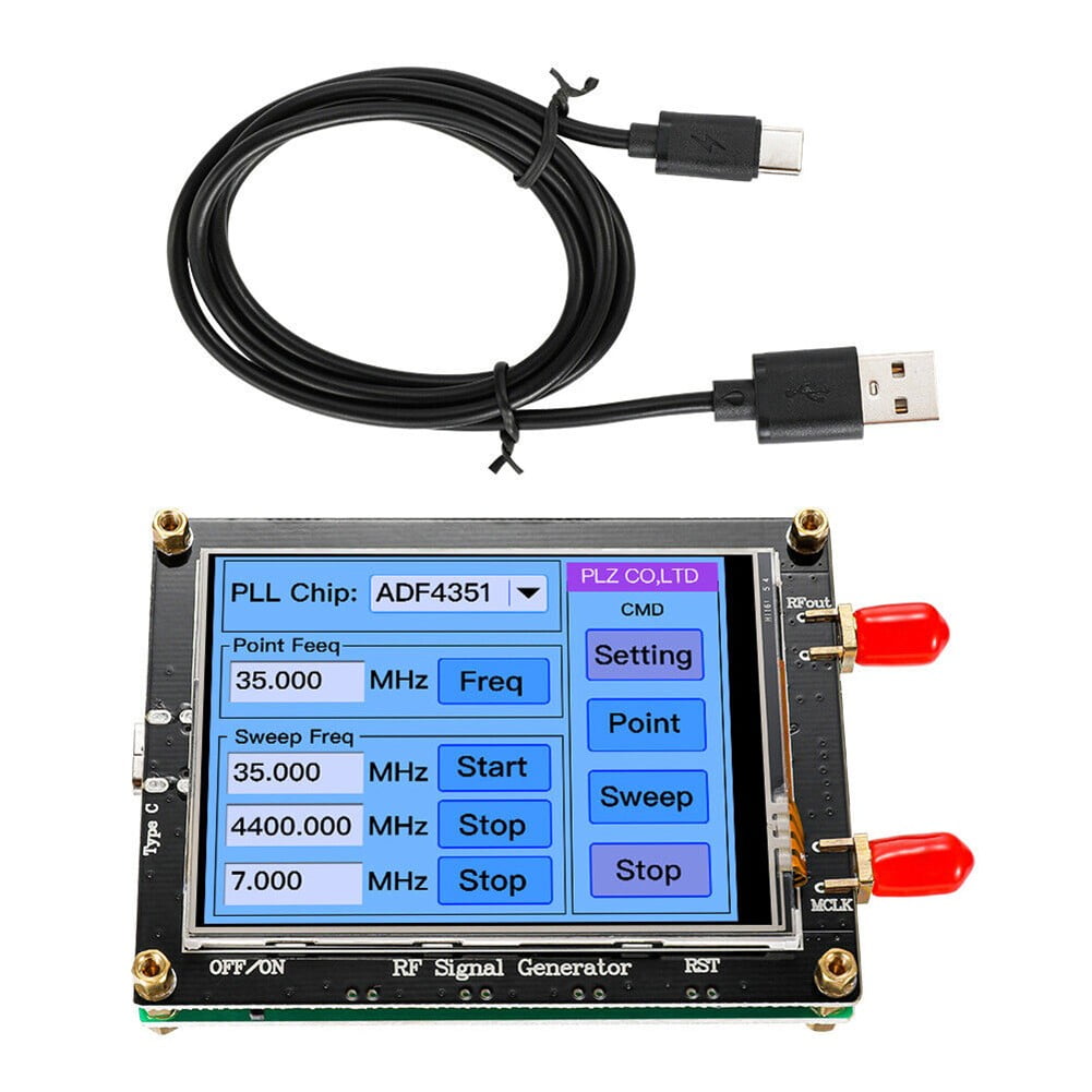 Touch Screen ADF4351 35M-4.4G RF Signal Generator PLL Sweep Frequency ...
