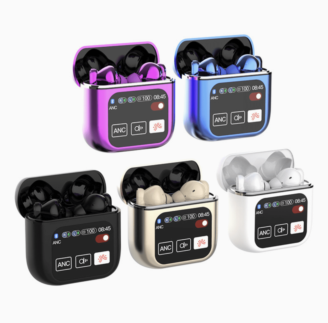 Touch Screen Bluetooth Headphones, Wireless Earbuds with 1.9'' Display ...