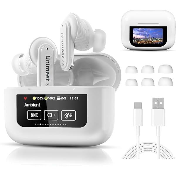 Touch Screen Earbuds, ANC Noise Cancelling Earbuds with Smart Charging ...