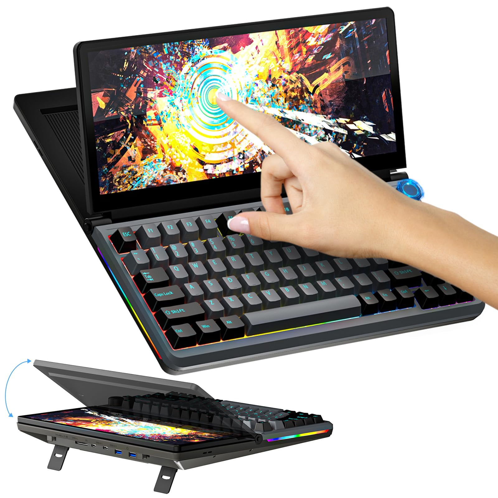 Touch Screen Keyboard Monitor - Portable Foldable Multifunctional Mechanical Keyboard with 13 ...