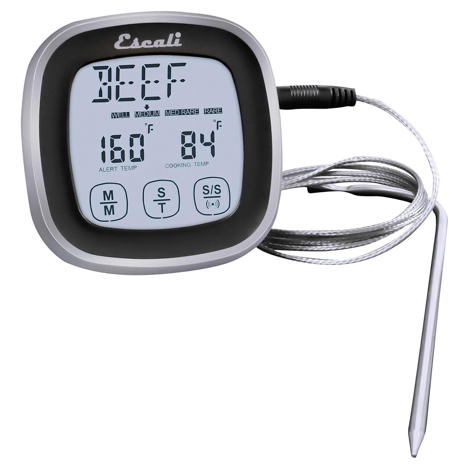 Touch Screen LCD Display Digital Timer Oven Safe Stainless Steel Probe ...