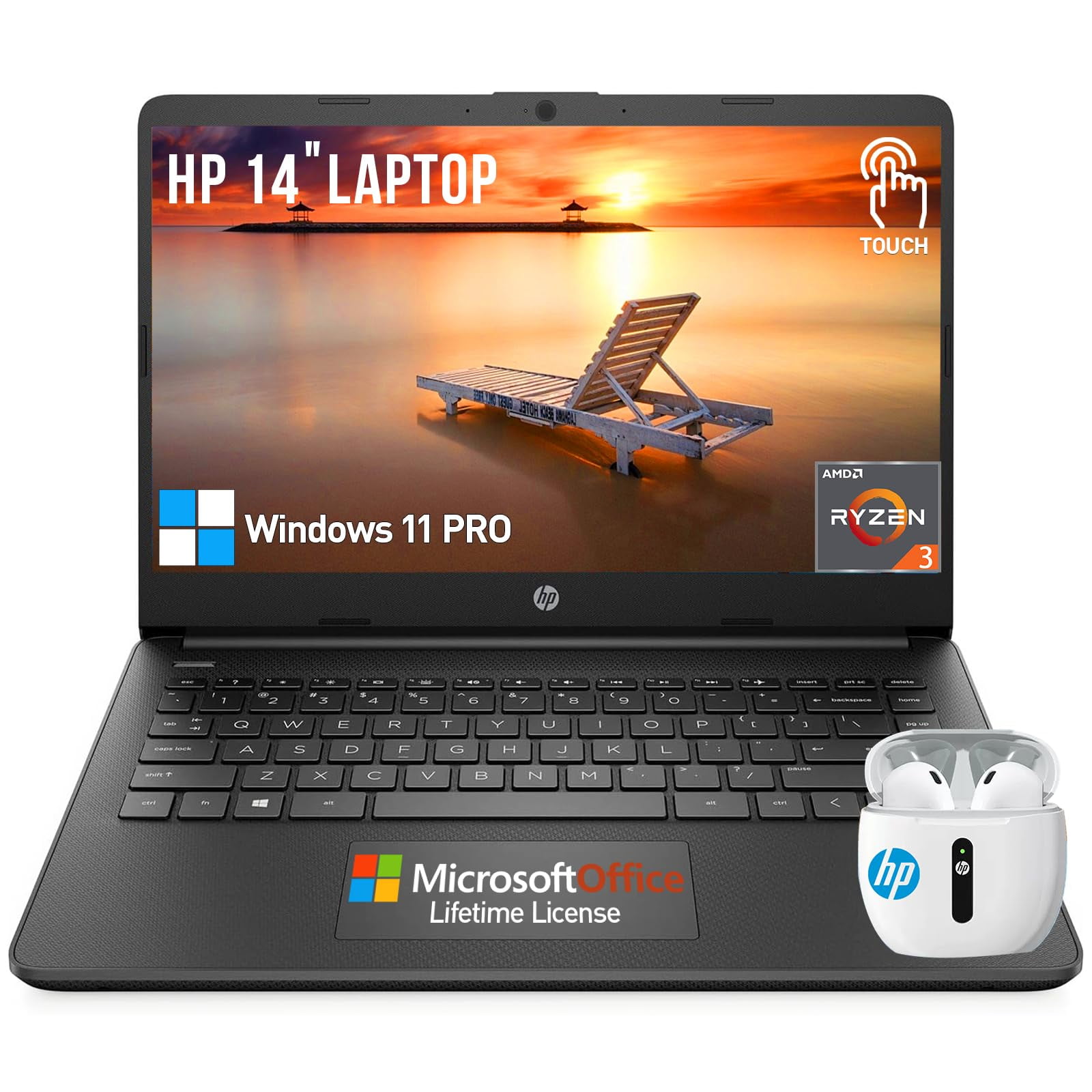 Touch Screen Laptop HP, 14 Inch Laptop Touchscreen Computer Microsoft ...