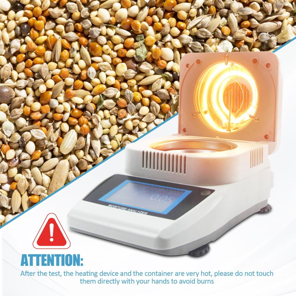 Touch Screen Moisture Analyzer with 40-160℃ Heating, 0.01% Accuracy for ...