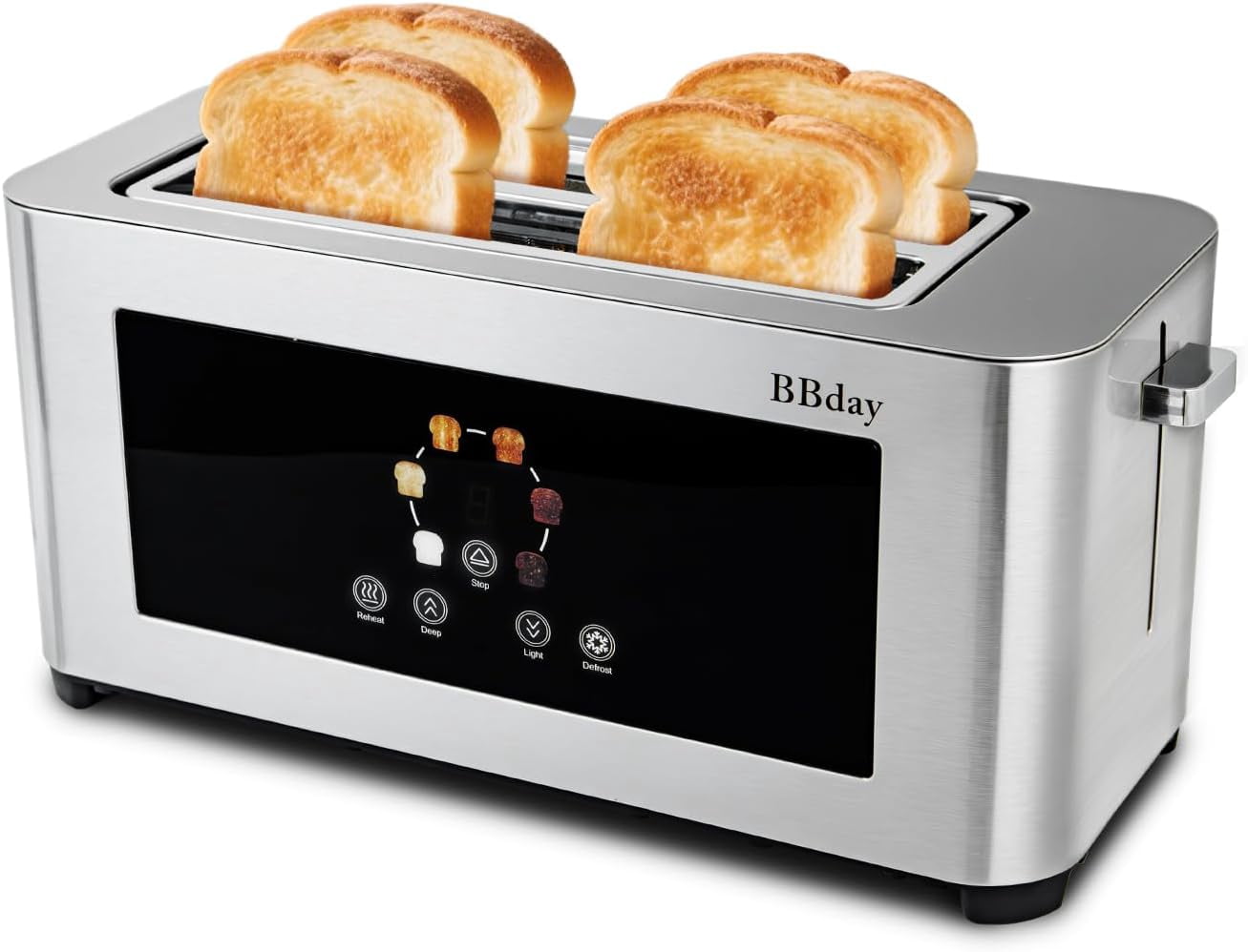 Touch Screen Smart Toaster 4 Slice, LCD Display, 1.6" Long Slot with 6 ...