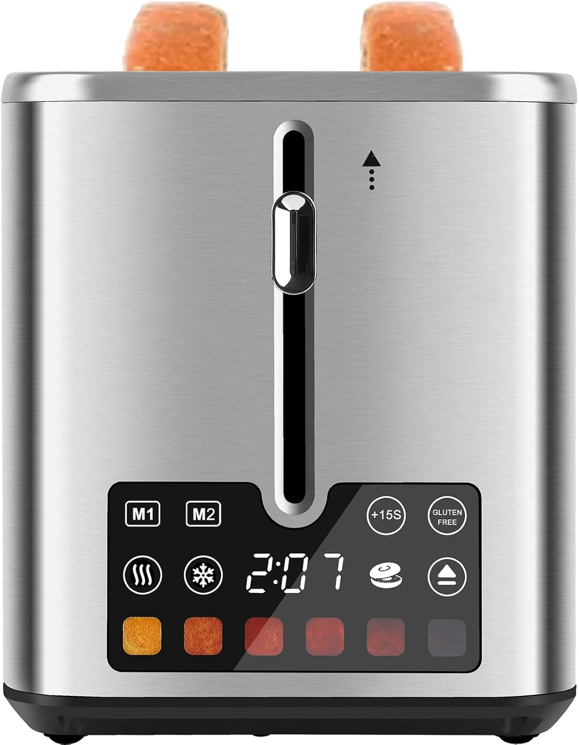 Touch Screen Toaster 2 Slice, Bagel with LCD Display, Stainless Steel ...