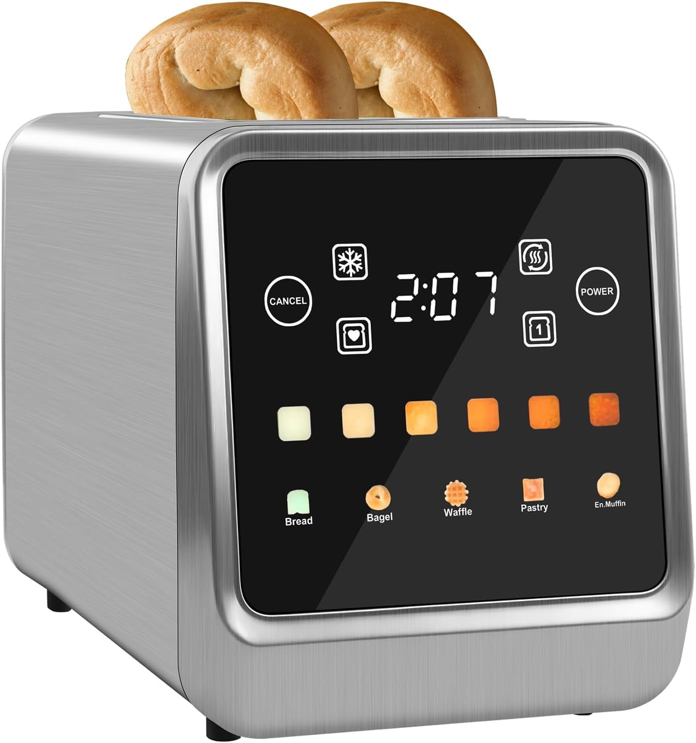 Touch Screen Toaster 2 Slice, Bagel Toaster with LCD Display, Stainless ...