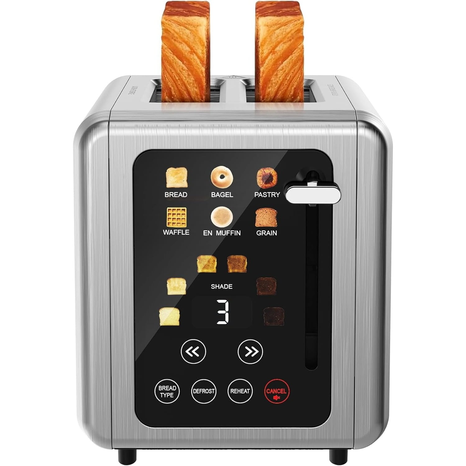 Touch Screen Toaster 2 Slice,Stainless Steel Digital Timer Toasters,6 ...