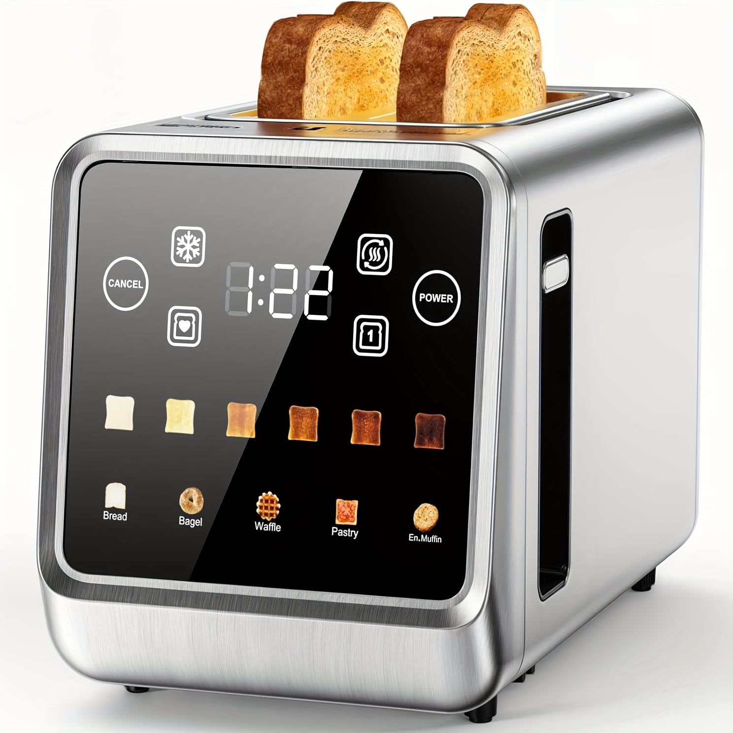 Touch Screen Toaster 2 Slice, Stainless Steel Smart Digital Toasters ...