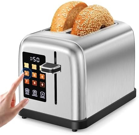 Touch Screen Toaster 2 Slice Stainless Steel Toaster with Digital ...