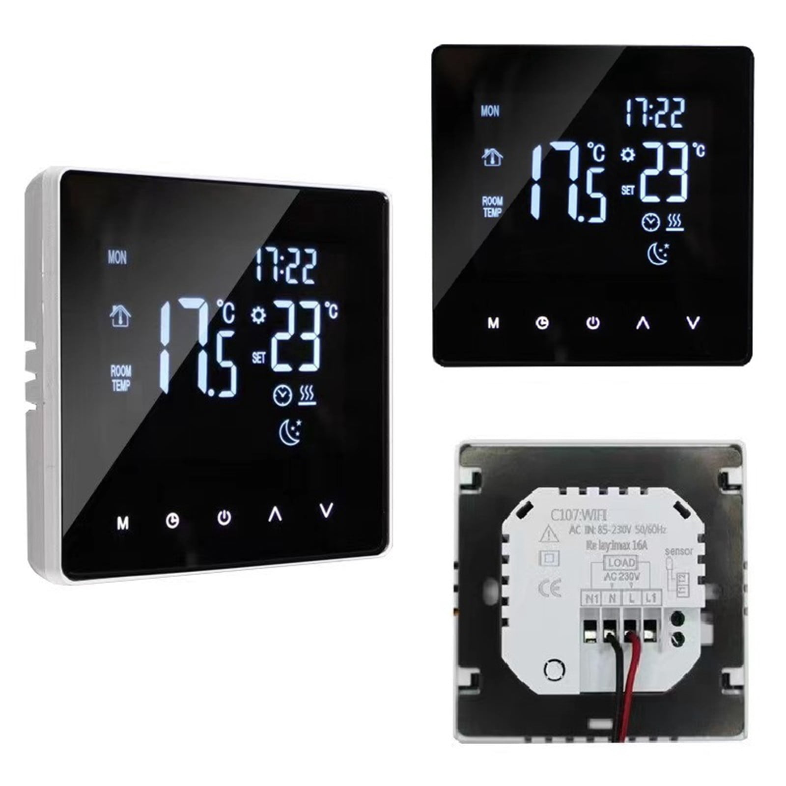 Touch Screen WiFi Electric Heating Thermostat, LCD Display, Weekly ...