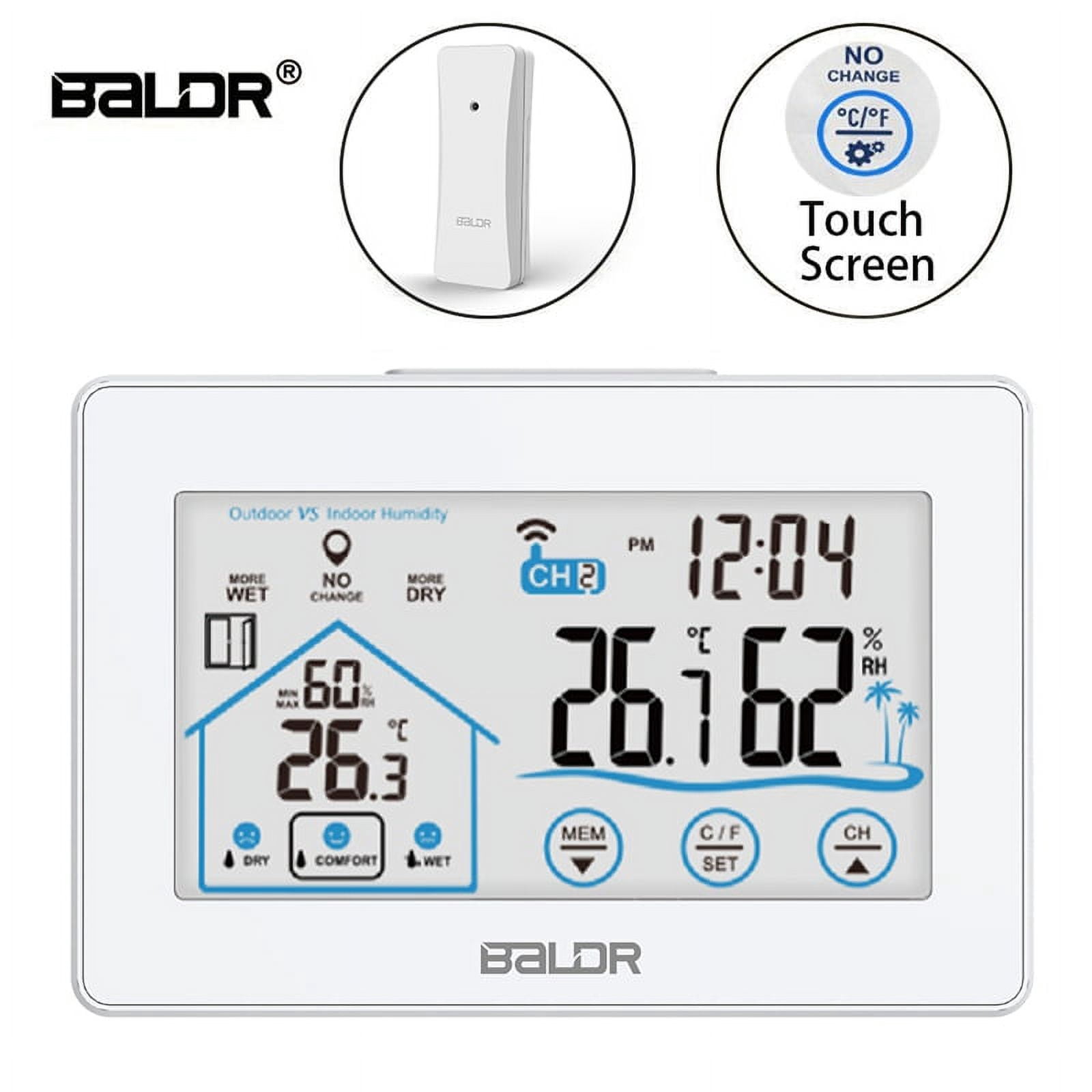 Touch Screen Wireless Weather Station Digital Home Temperature Humidity ...