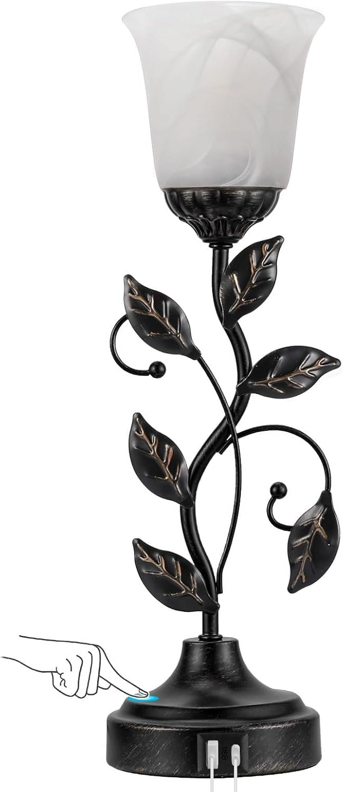 Touch Table Lamp Bedside Lamp, Nightstand Lamp with USB Charging Ports ...