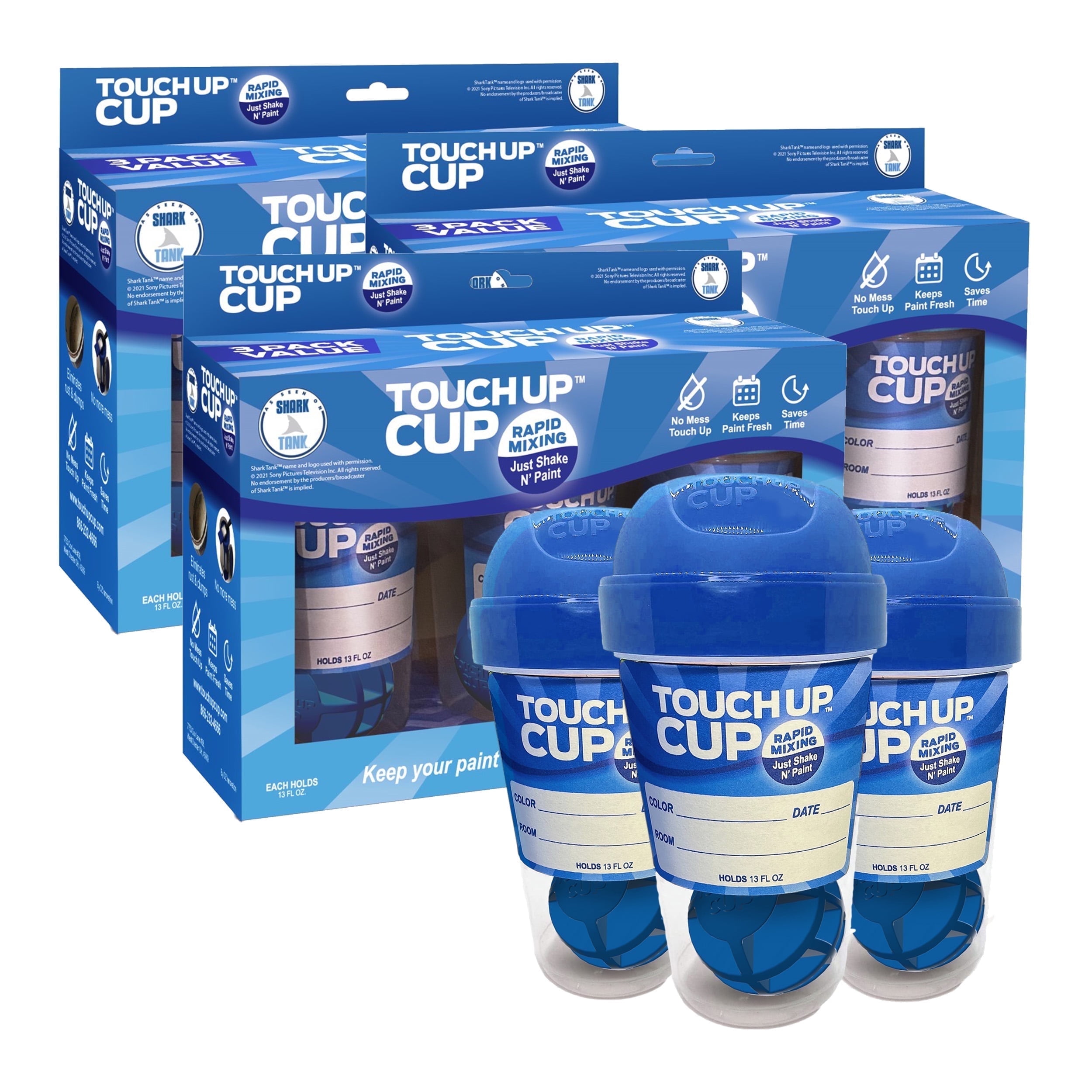 Touch Up Cup 13 oz Empty Leftover Paint Storage Containers with Lids, 9 ...