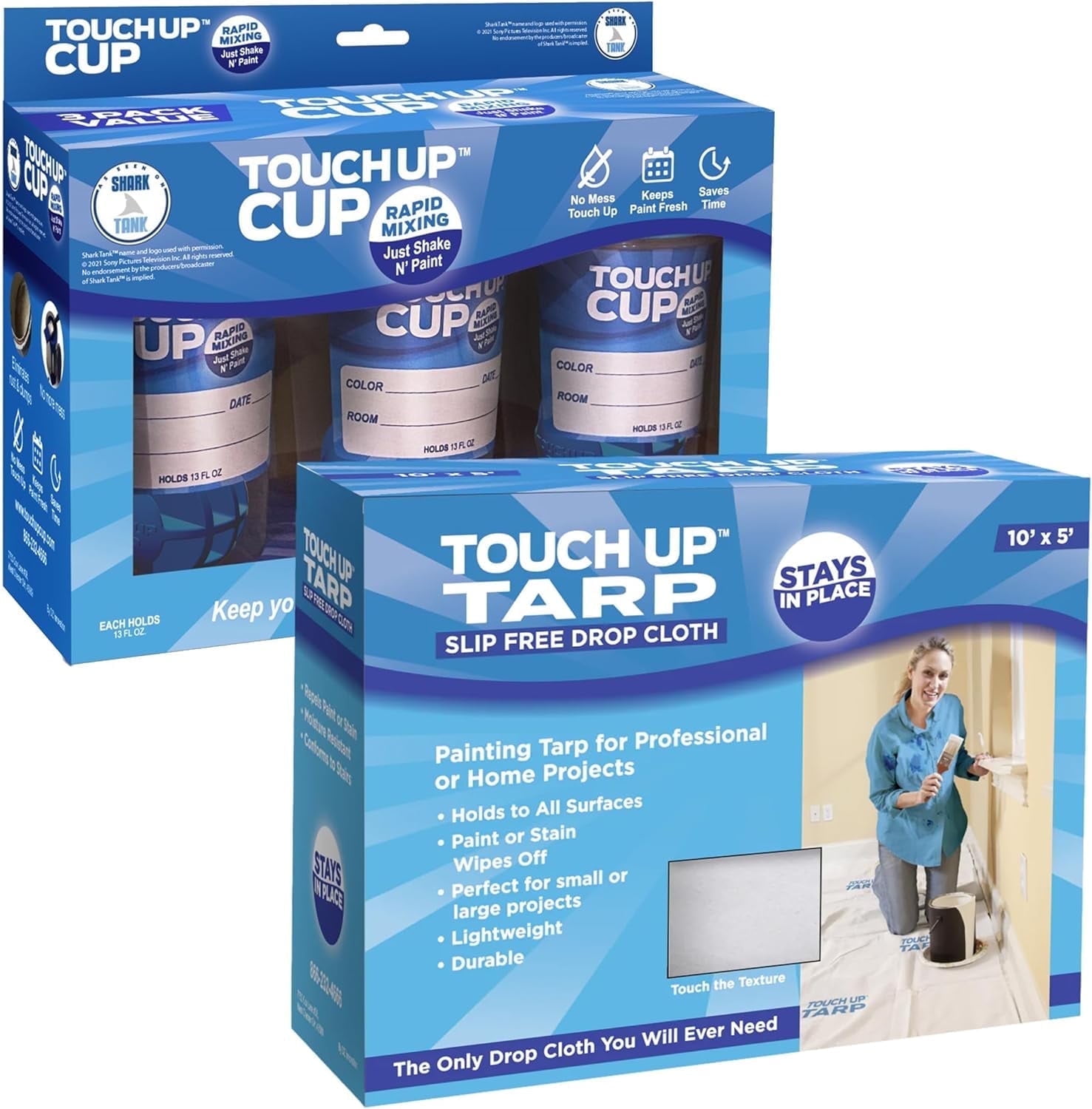 Touch Up Cup 3-Pack and Touch Up Painters Tarp, House Painting Supplies ...