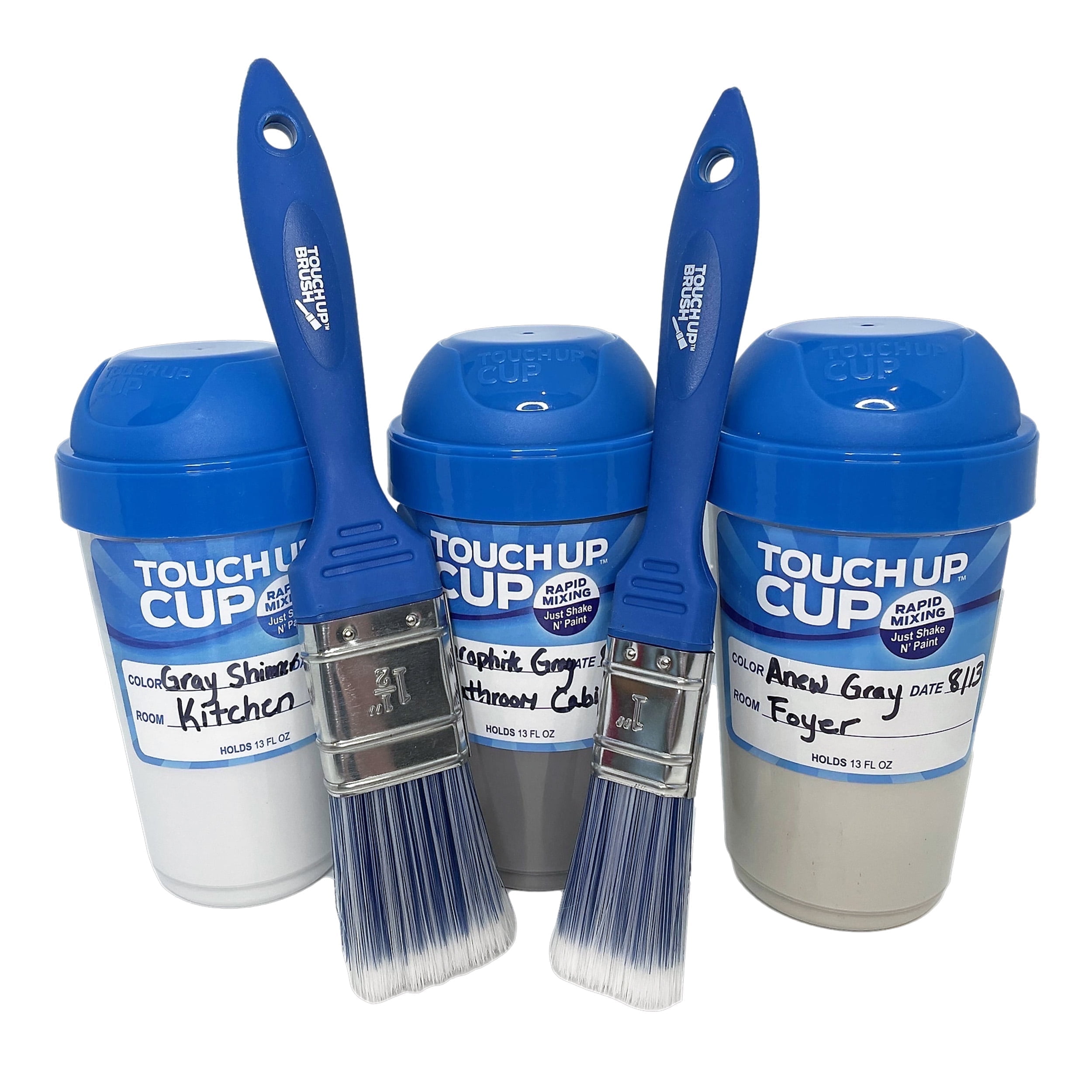 Touch Up Cups and Brushes - 3 Containers + 2 Brushes, 13 oz - Walmart.com