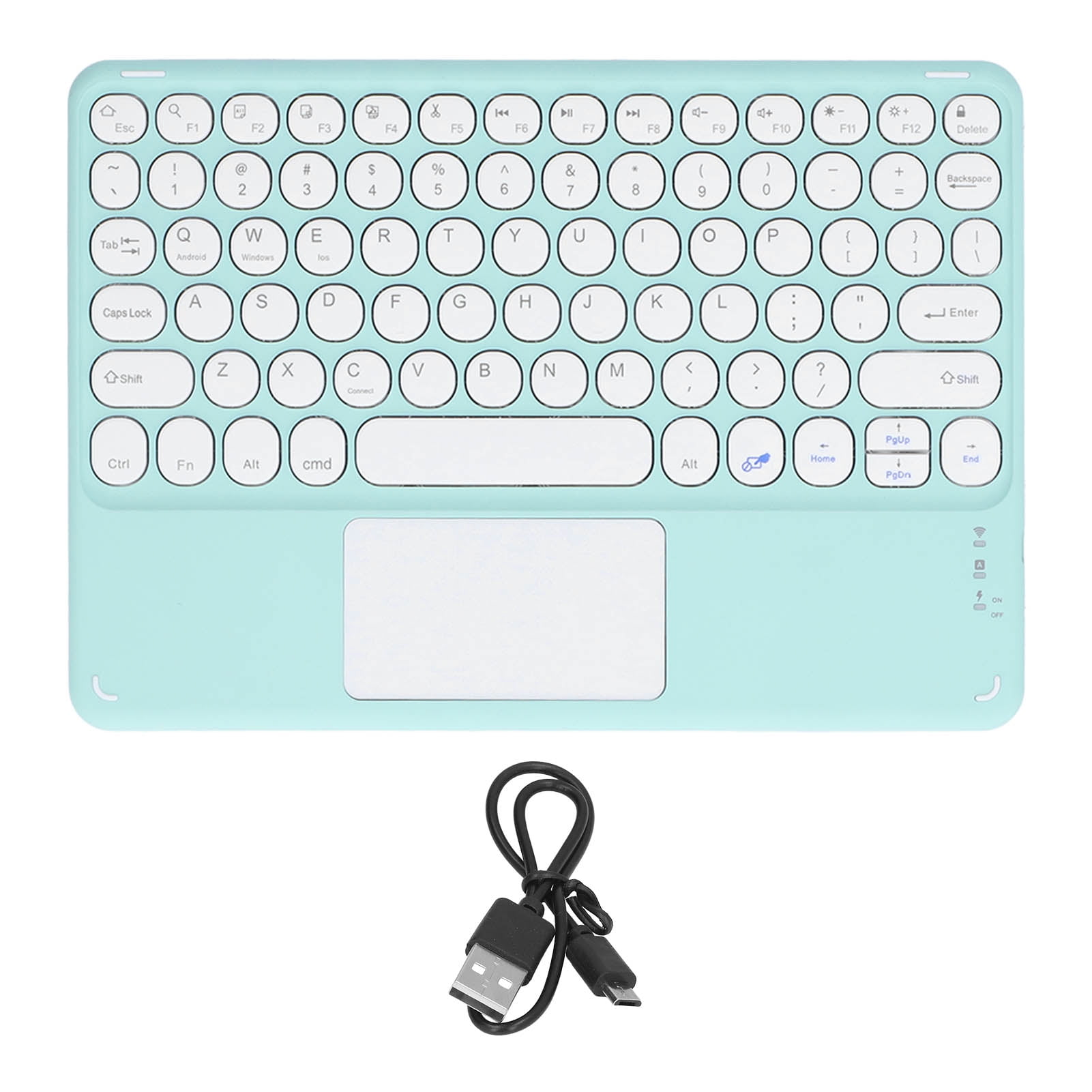 Touch Wireless Keyboard Round Keycaps Ergonomic Design Ultra Thin Smart ...