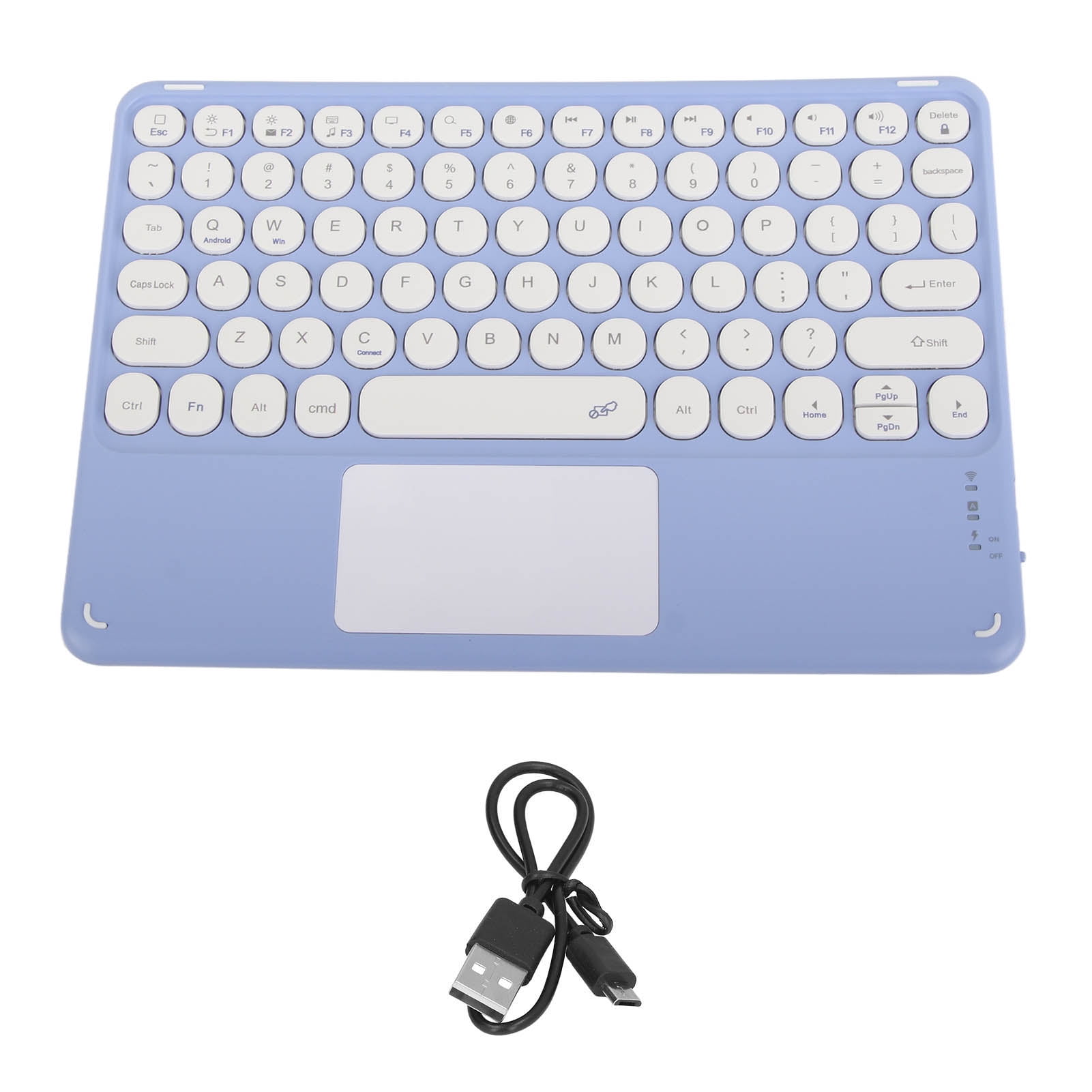 Touch Wireless Keyboard Round Keycaps Ergonomic Design Ultra Thin Smart ...