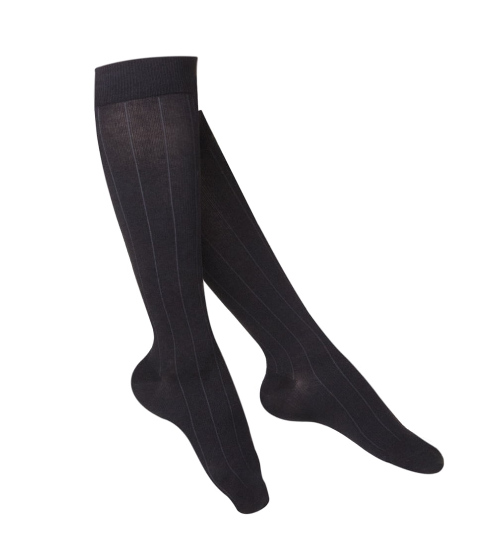 Touch Women's Knee High Compression Socks, 15-20 mmHg, Black Rib ...