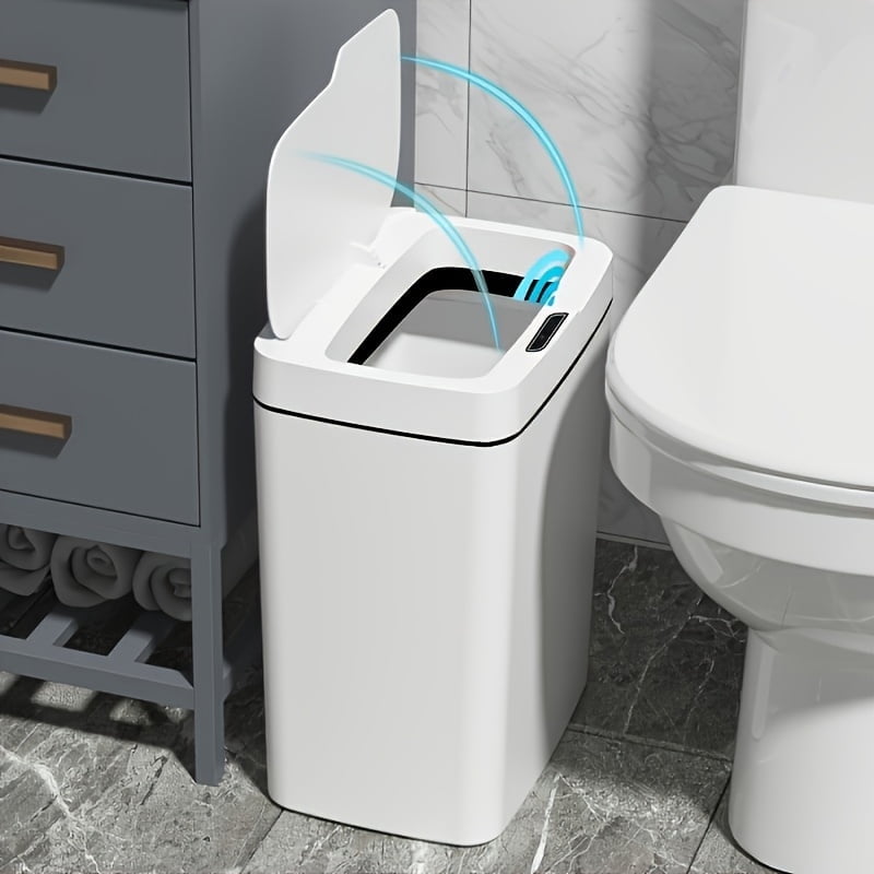 Touch-free Smart Opening Trash Can With Lid, Airtight And Odor-proof ...