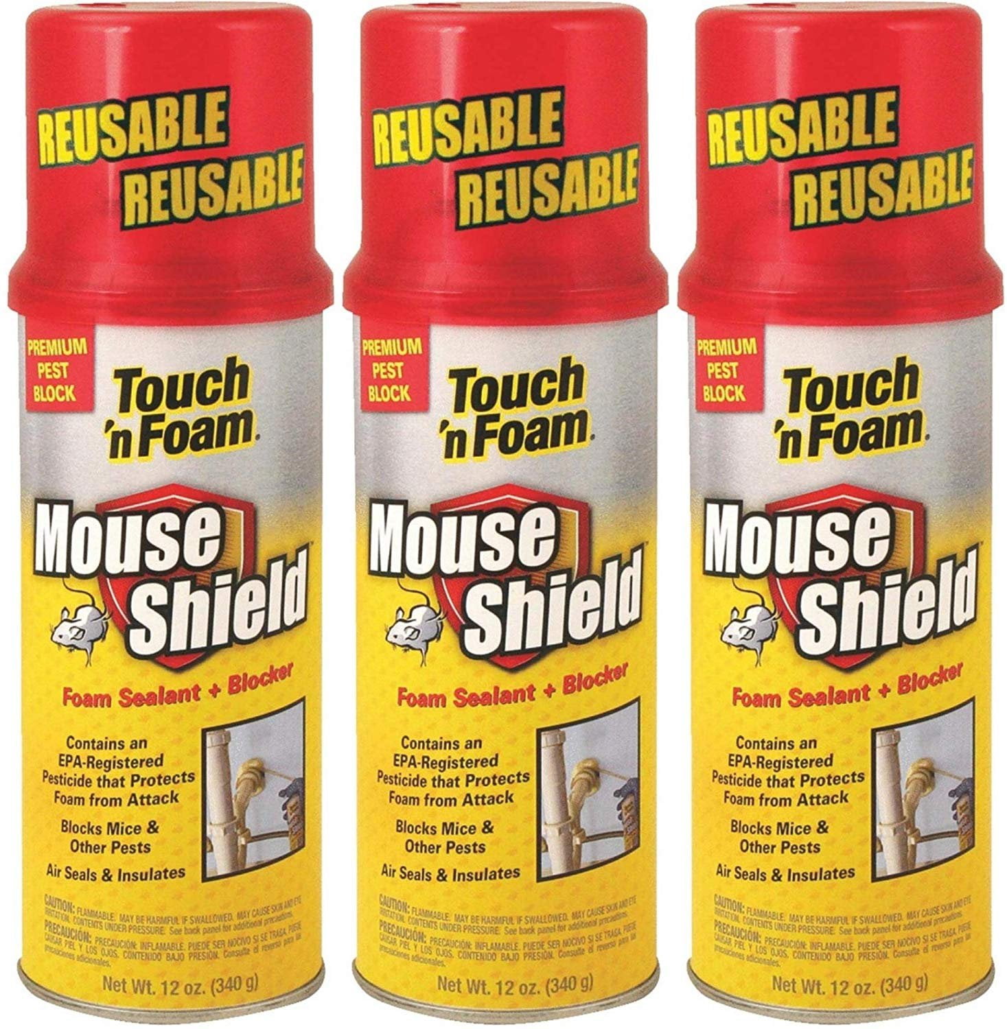 Touch-n-Foam Mouse Shield, Pest Blocker & Expanding Filler Sealant, 12 ...