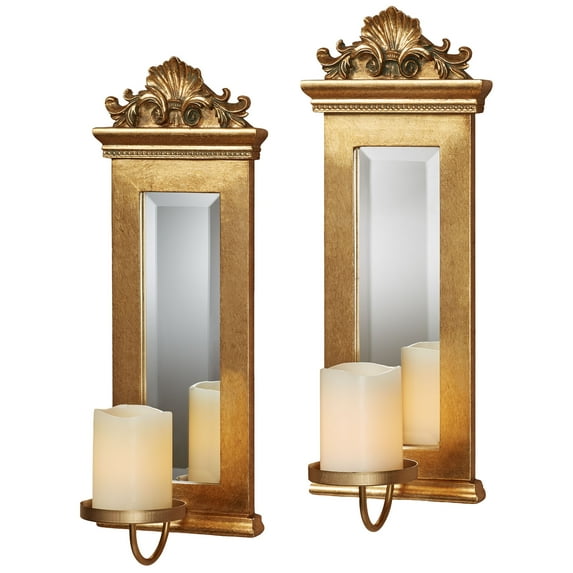 Touch of Class 2-Light Gold Entryway Wall Sconces with Beveled Glass (2 ...