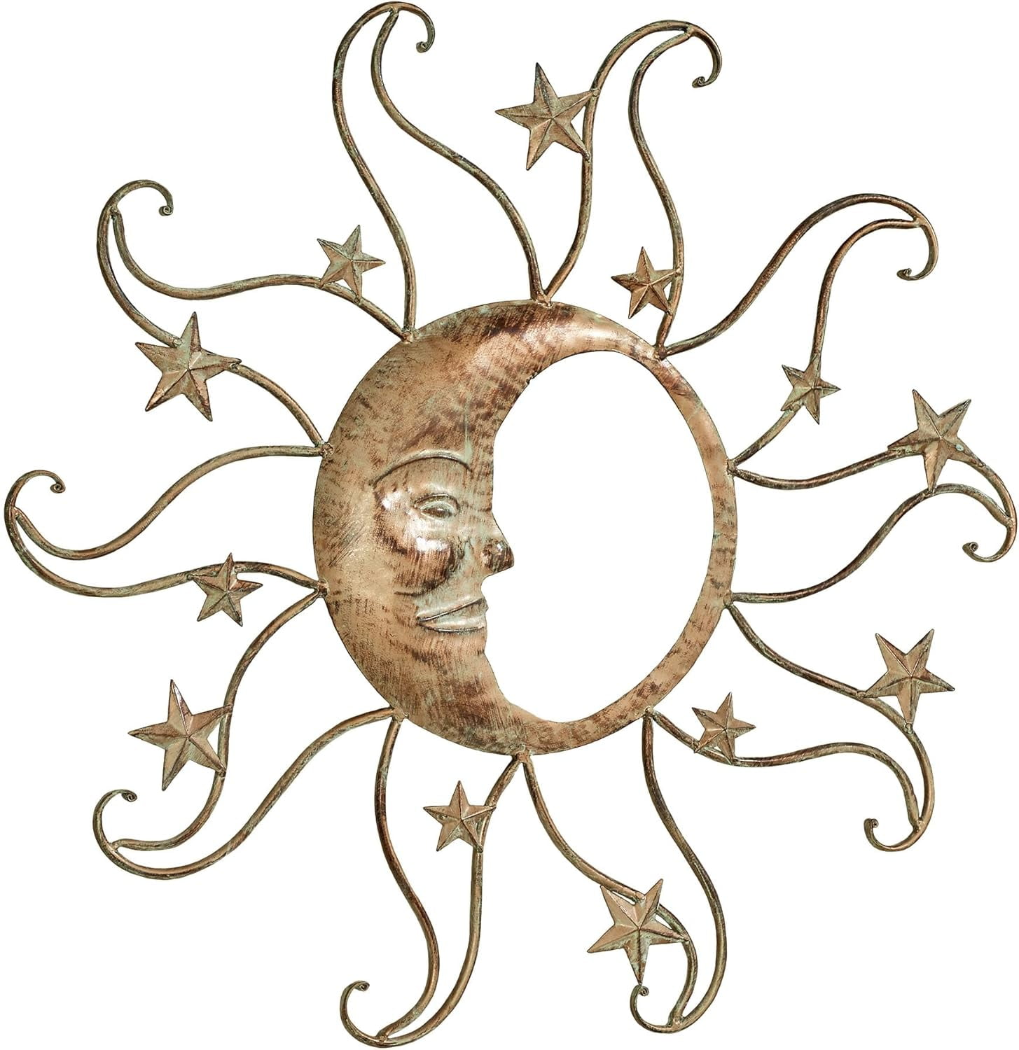 Touch of Class Sun and Moon Face Metal Wall Art - Tarnished Gold ...