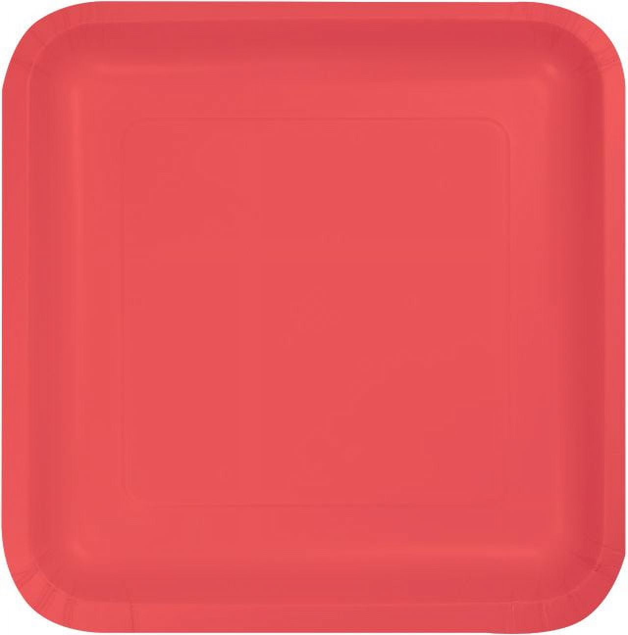 Touch of Color Dinner Plate, Square, 9", Coral, 18 Ct - Walmart.com