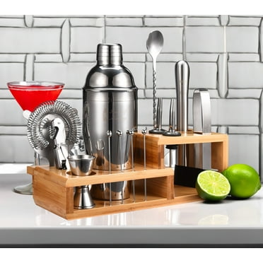 Professional Mixology Bartender Kit: 10-Piece Bar Set with Bamboo Stand ...