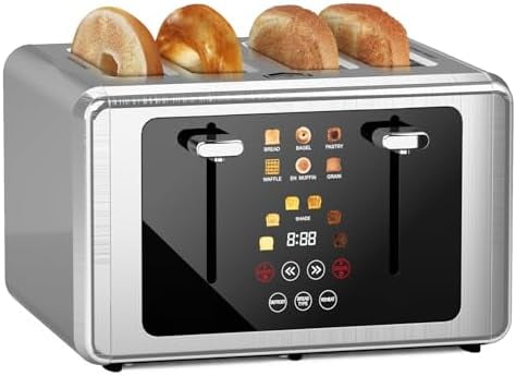 Touch screen Toaster 4 slice,Stainless Steel Digital Timer Toasters ...