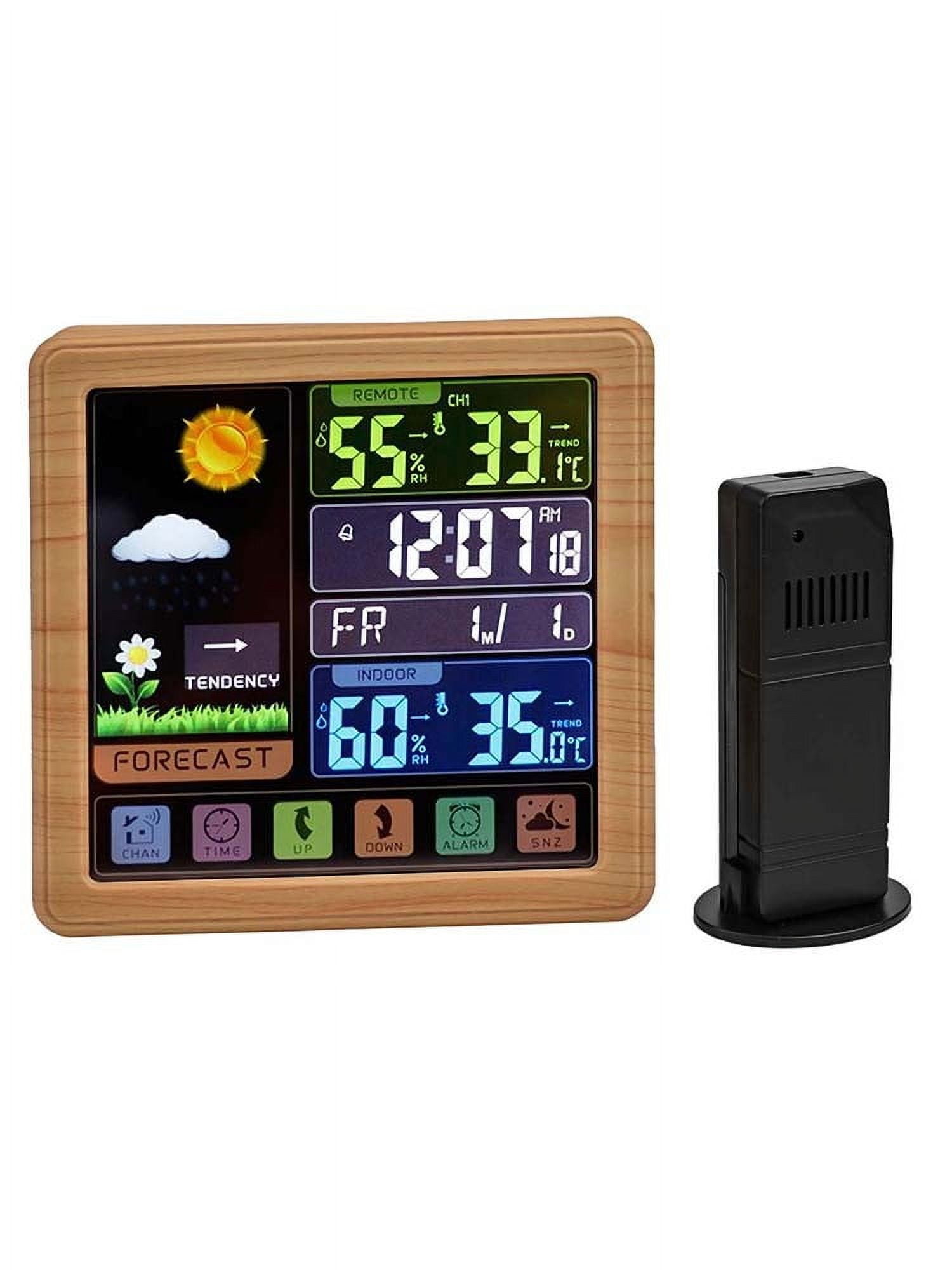 Touch screen weather clock indoor and outdoor temperature and humidity ...