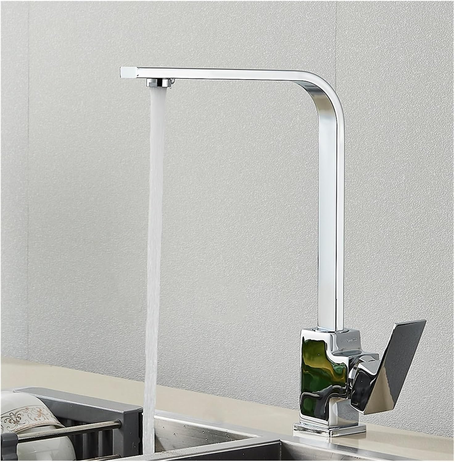 Touch the faucet Black Square Kitchen Faucet Chorme/Gold Hot Cold ...