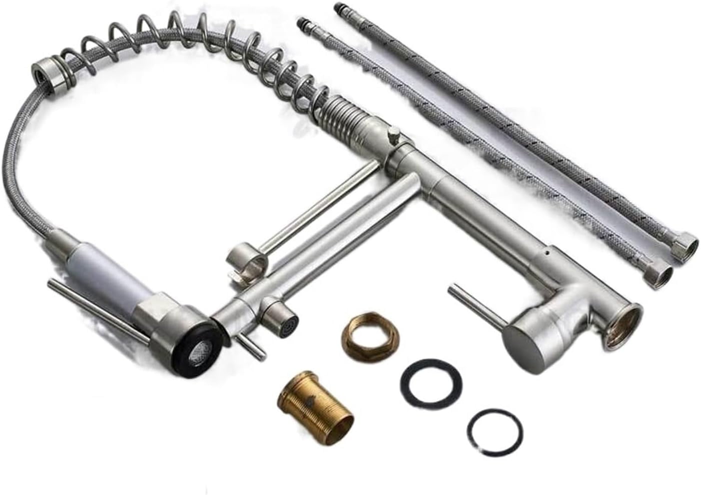 Touch the faucet Kitchen Faucet Brushed LED Light Pull-Down Spring ...