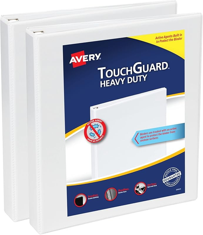 TouchGuard Heavy Duty Clear View 3 Ring Binders, Active Agents Built in ...