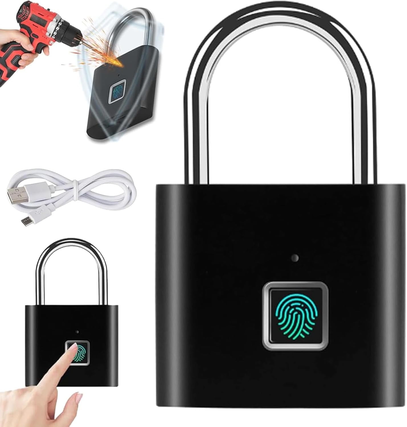 TouchTanium Fingerprint Padlock,2025 New Fingerprint Locker Lock, Smart Padlock Biometric ...