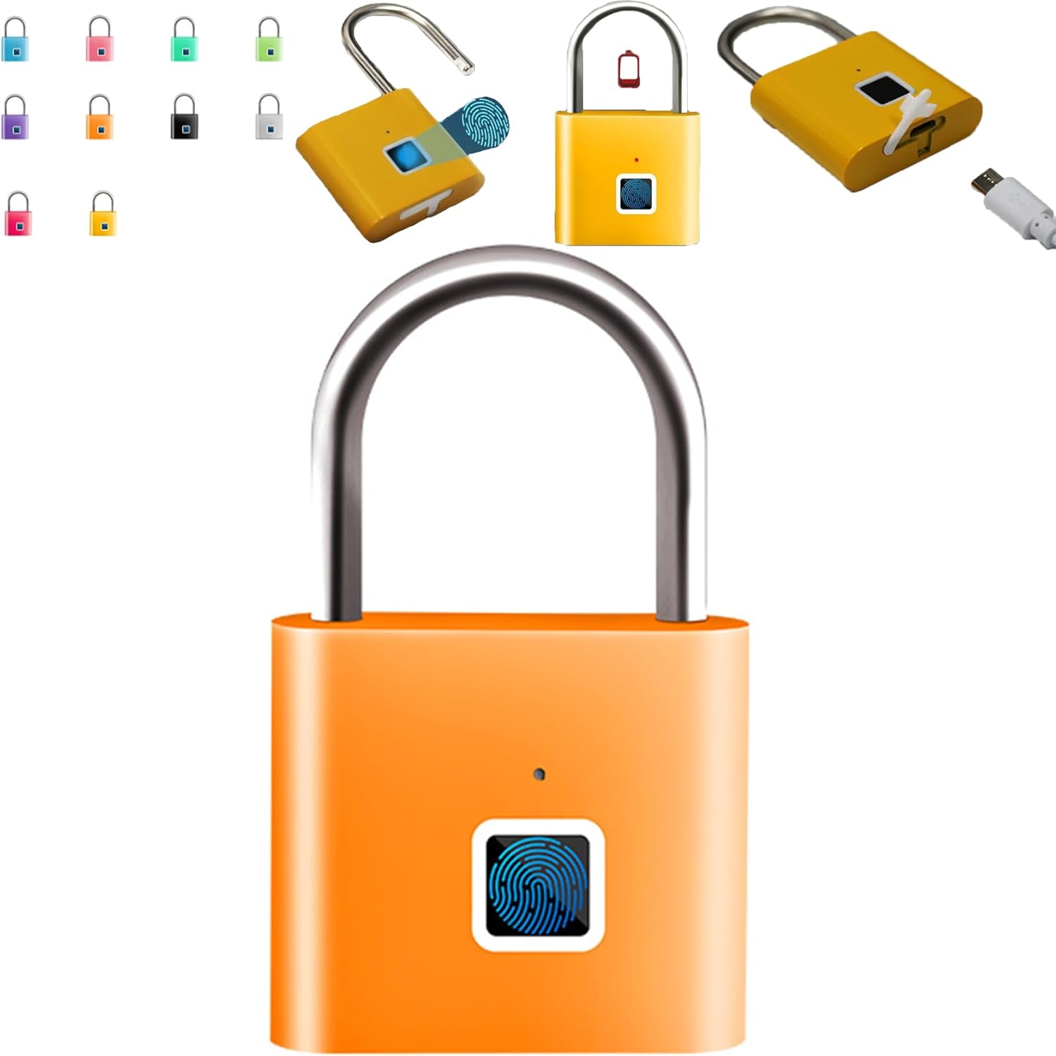 TouchTanium Fingerprint Padlock, Fingerprint Smart Padlock Lock, Fingerprint Lock, Combination ...