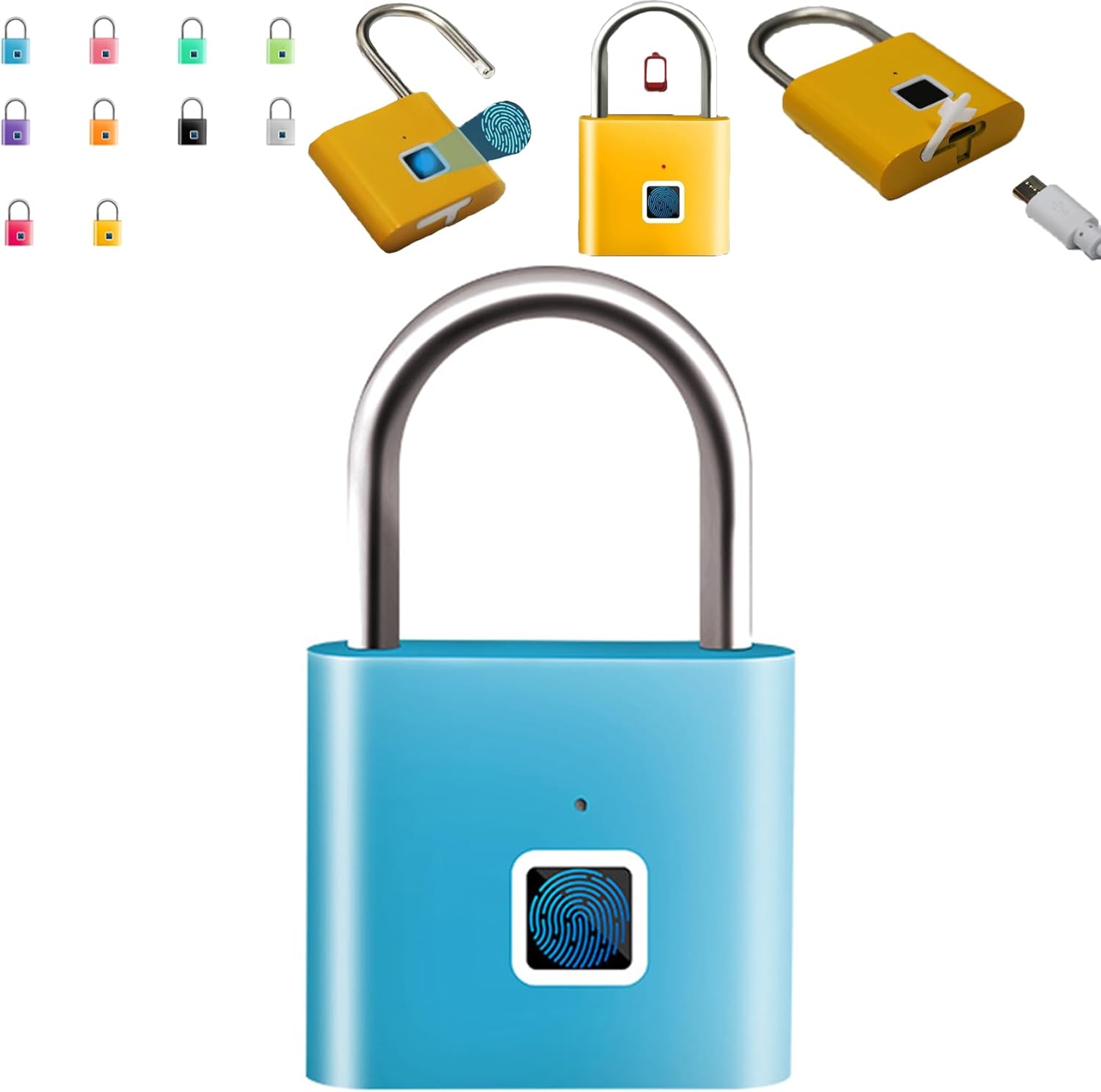 TouchTanium Fingerprint Padlock, Fingerprint Smart Padlock Lock ...