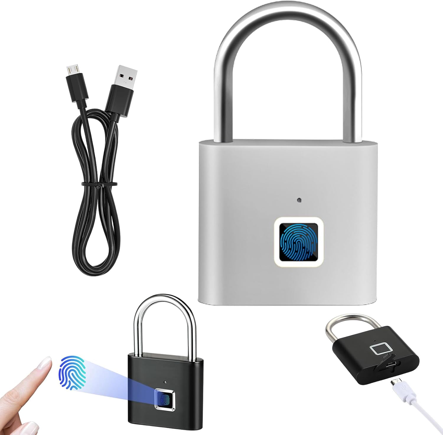 TouchTanium Fingerprint Padlock, Weatherproof Fingerprint Padlock ...