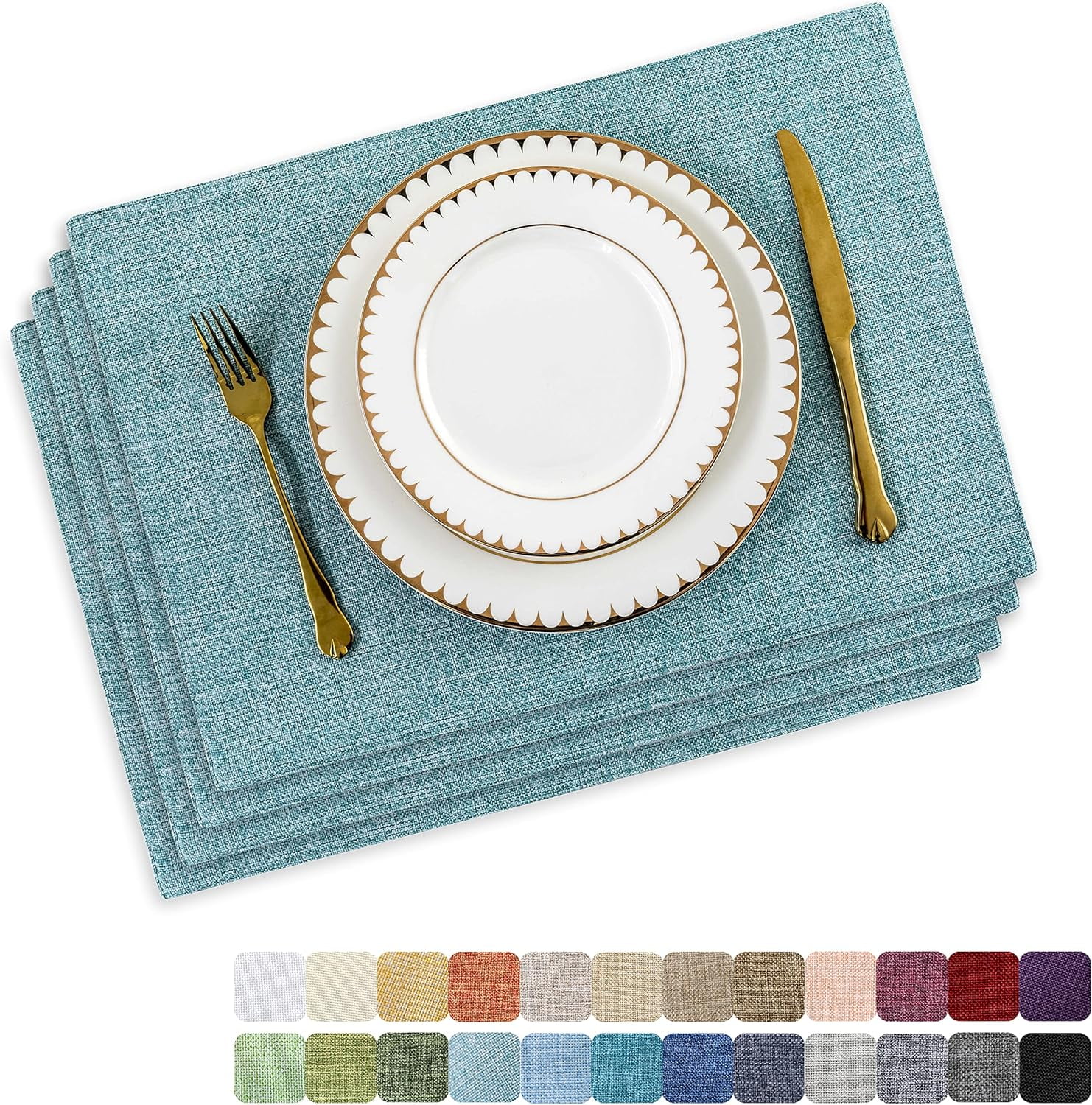 Touchbetter Cloth Placemats Set of 4 for Holiday Dinner Linen Placemat ...